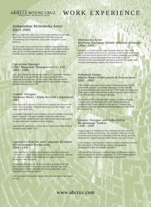 Curriculum Vitae of Arielle B Cruz | PDF