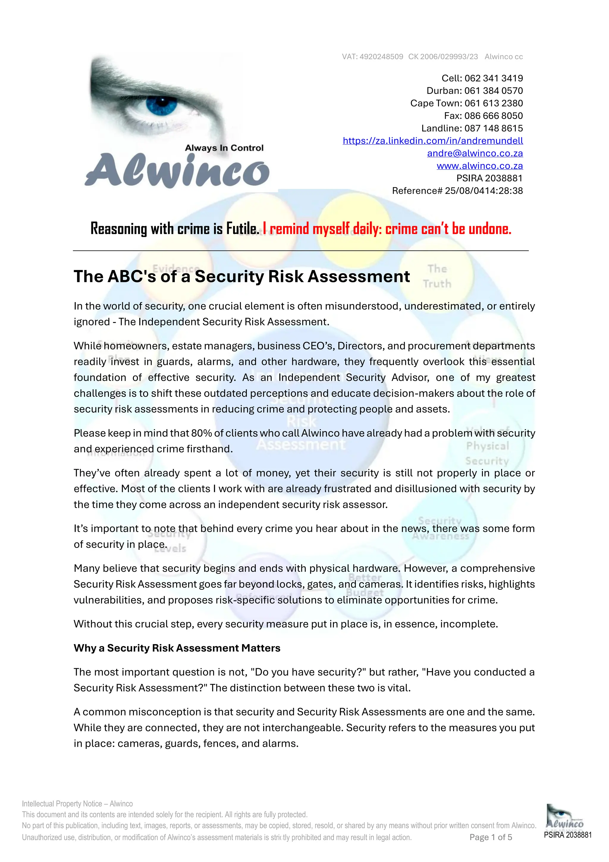 The ABC's of a Security Risk Assessment. | PDF