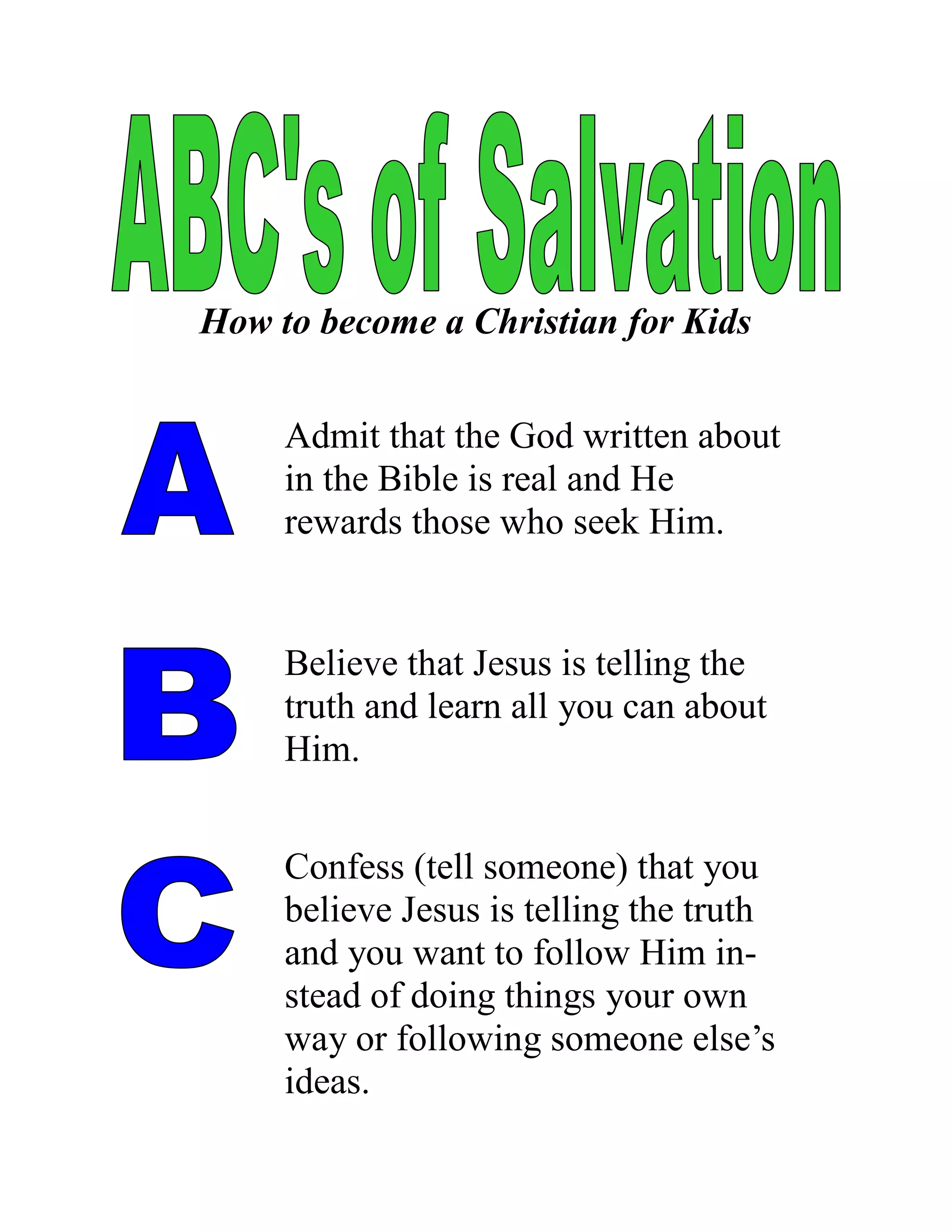 ABC's of Salvation for Kids | PDF