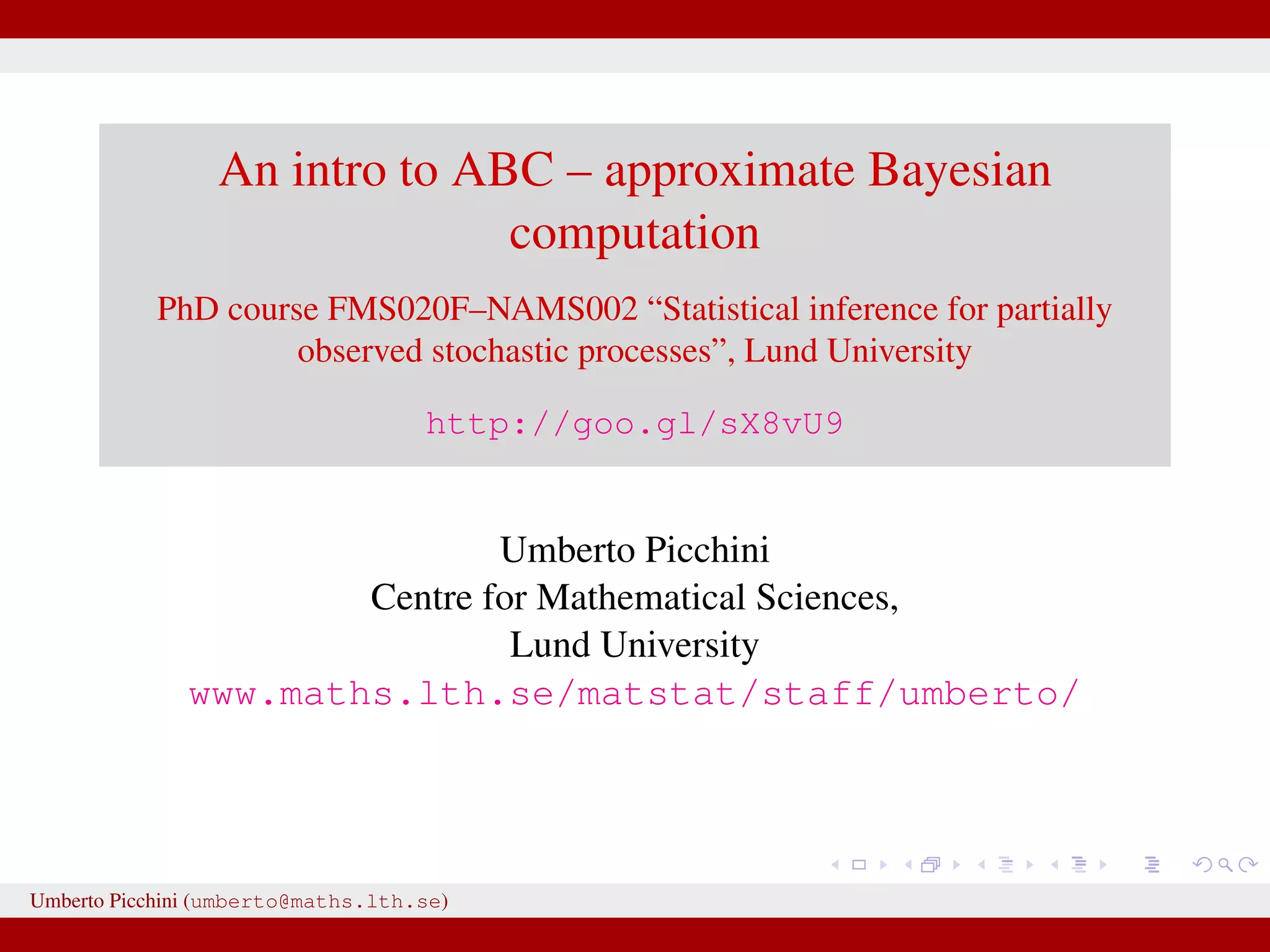 Intro To Approximate Bayesian Computation Abc Ppt
