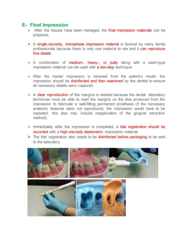 Steps For fixed Provisionals | DOCX | Oral care | Personal Care