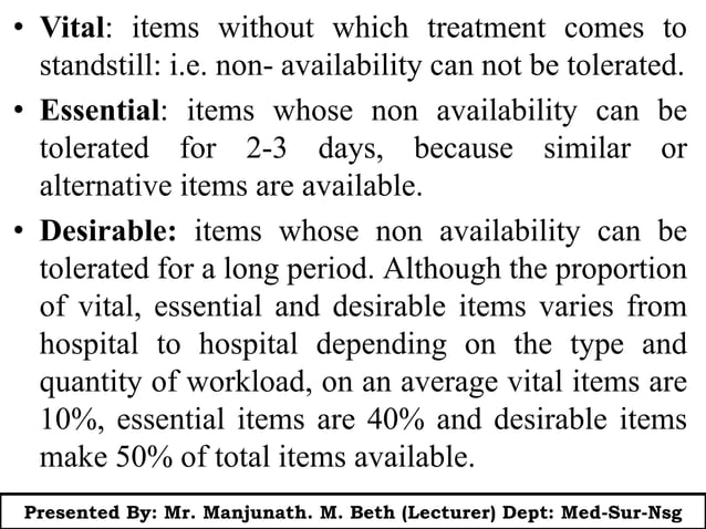Abc, ved, hml analysis in material management | PPTX