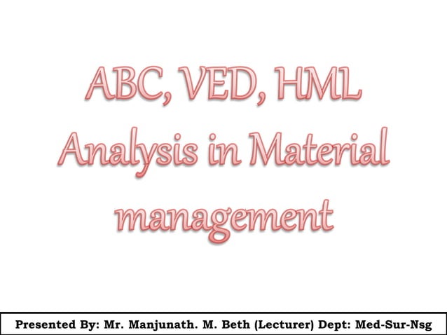 Abc, ved, hml analysis in material management | PPTX