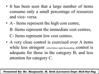 Abc, ved, hml analysis in material management | PPTX