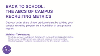 Back to School: The ABCs of Campus Recruiting Metrics | PPT