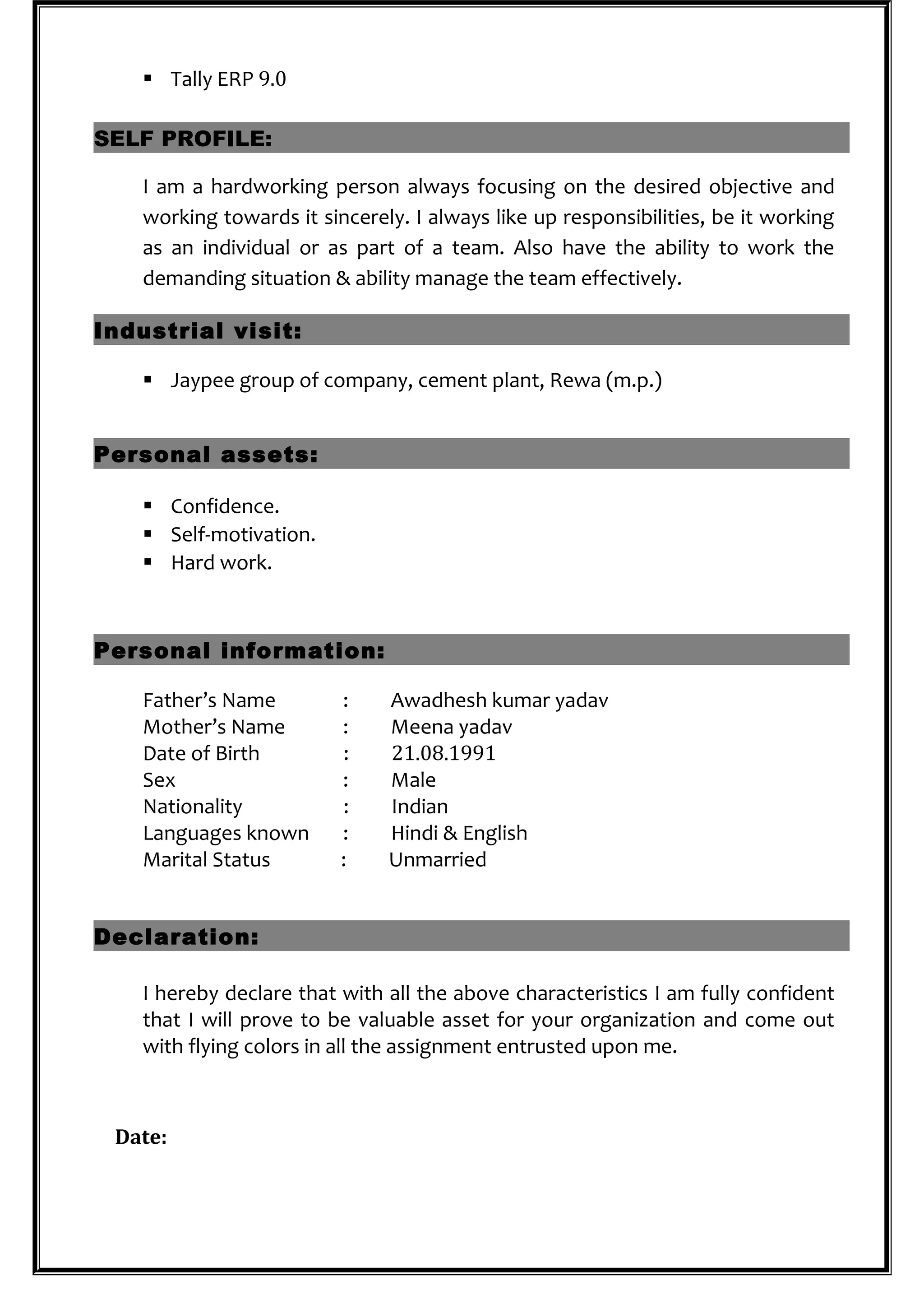 Ajeet CV with picture | DOC
