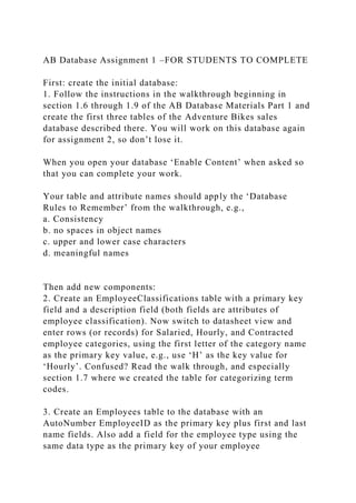 AB Database Assignment 1 –FOR STUDENTS TO COMPLETEFirst create .docx