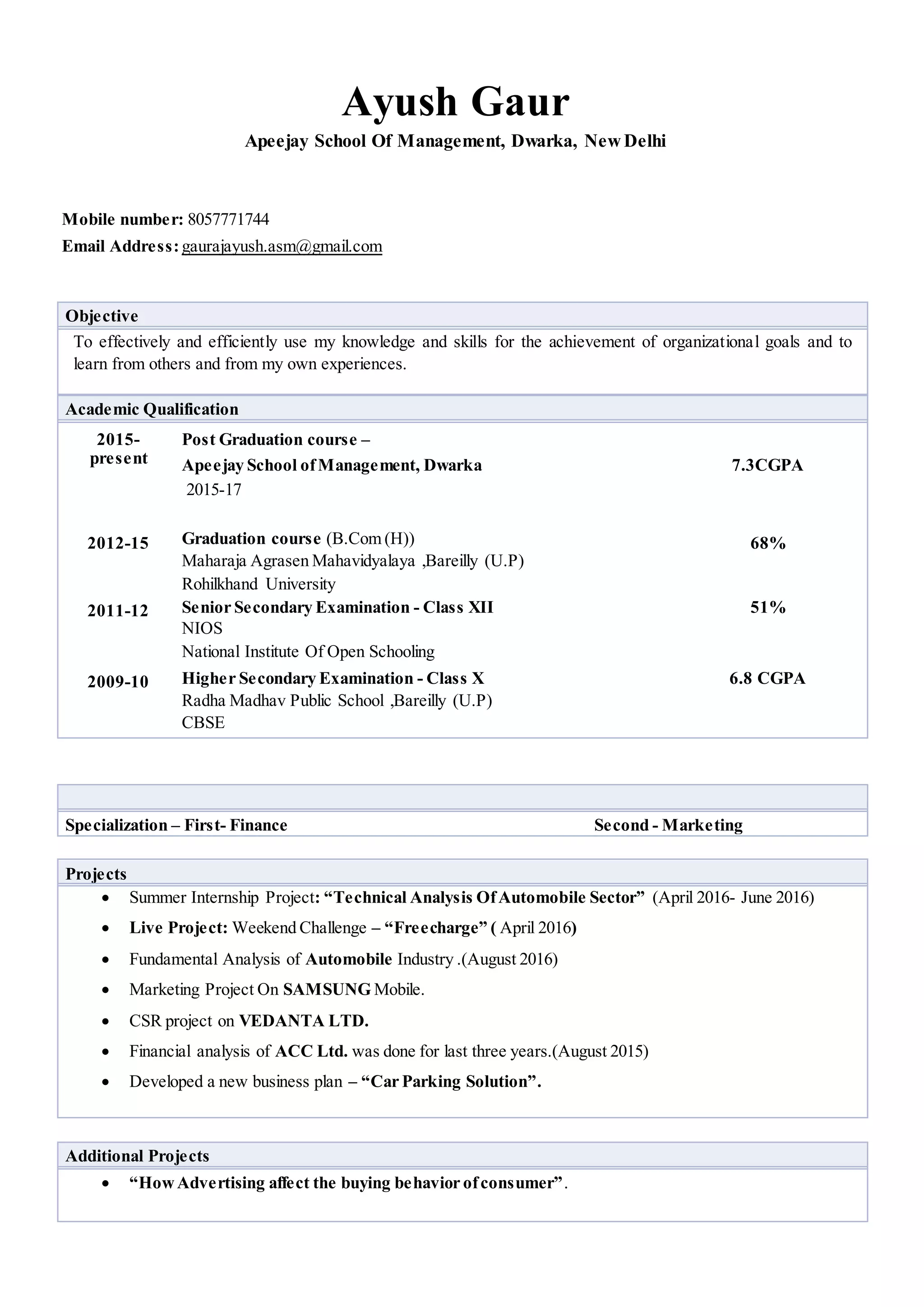 Ayush Resume NEW . | DOCX