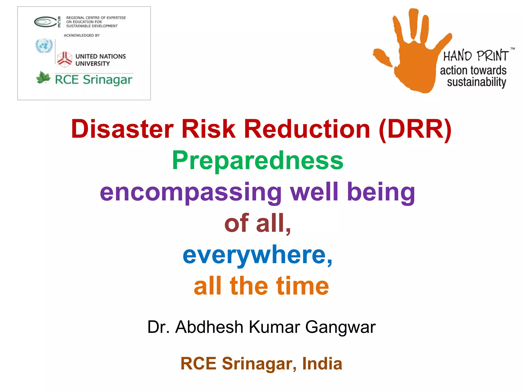 Disaster Risk Reduction (DRR) Preparedness Encompassing Wellbeing of ...