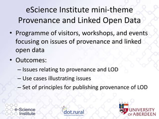 An Overview of Provenance Research Activities at Aberdeen | PPT