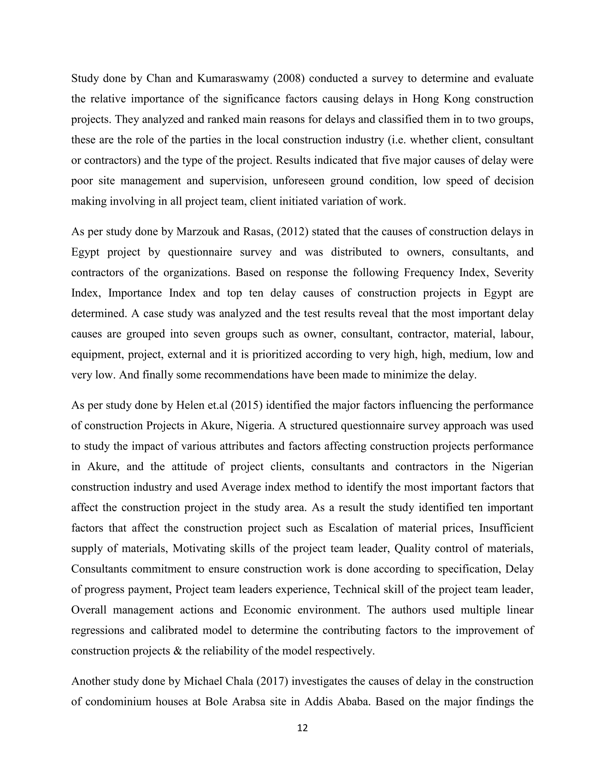 FACTORS AFFECTING ROAD CONSTRUCTION PROJECT PERFORMANCE: A CASE STUDY ...