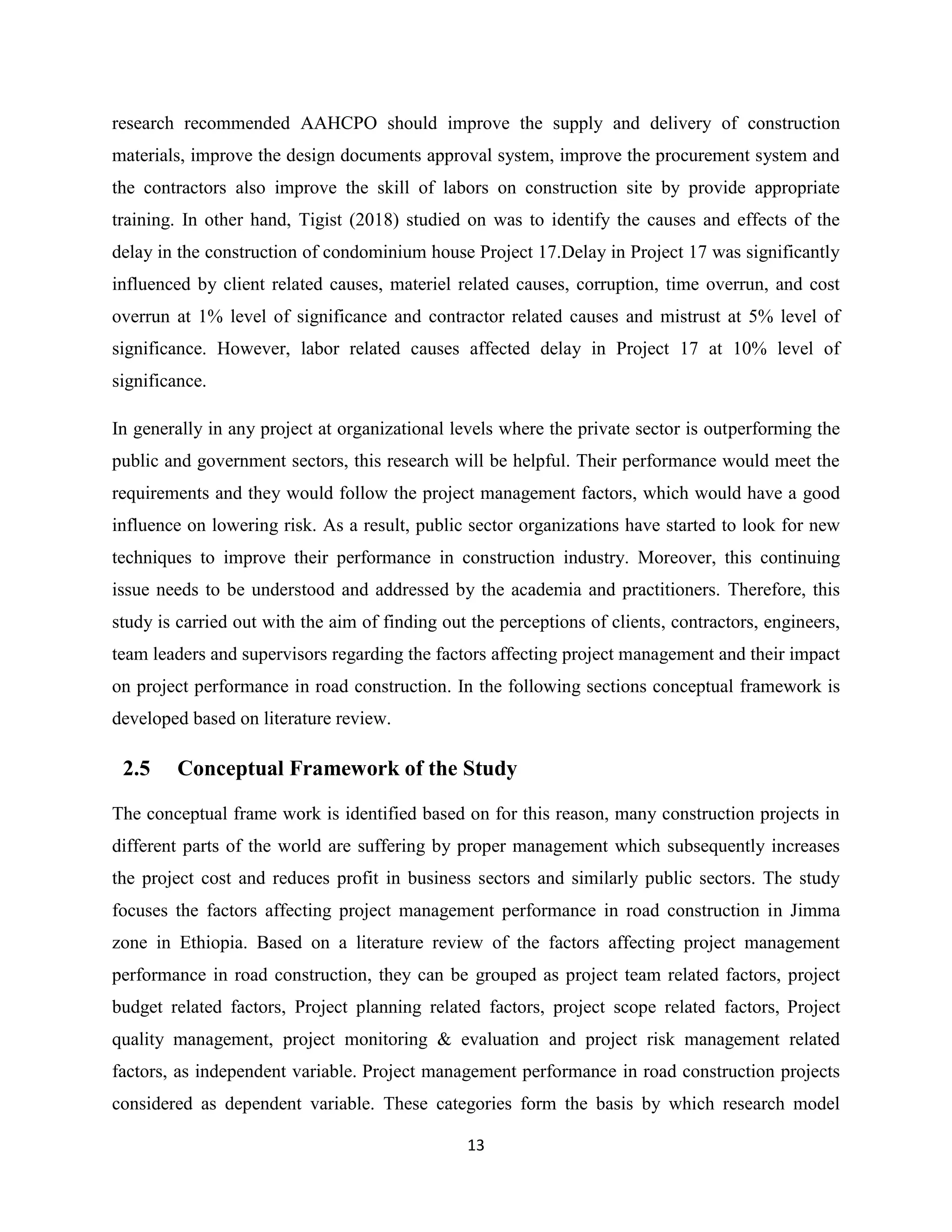 FACTORS AFFECTING ROAD CONSTRUCTION PROJECT PERFORMANCE: A CASE STUDY ...
