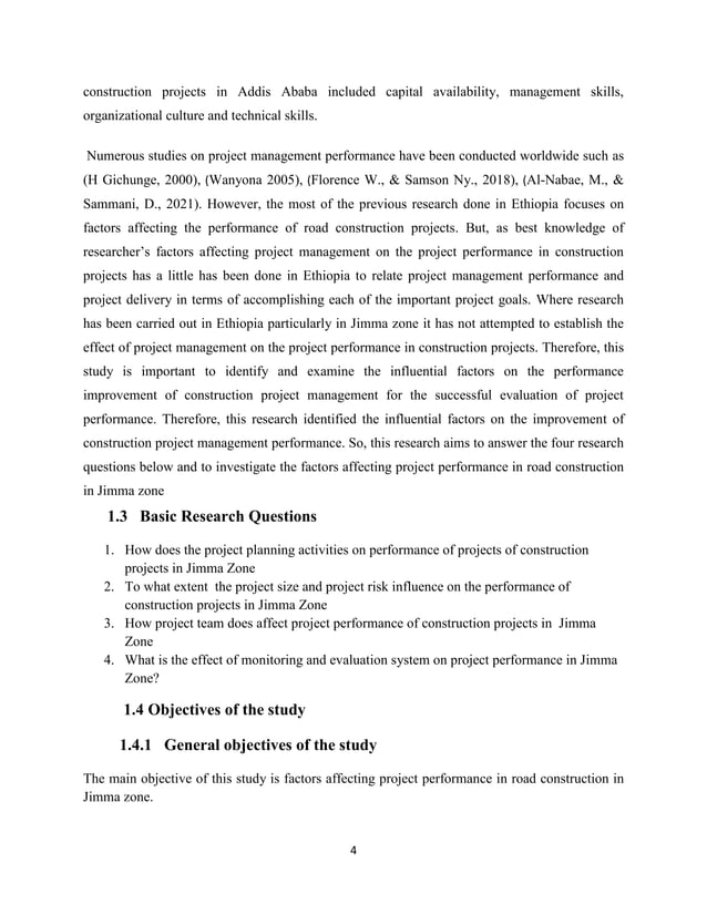 FACTORS AFFECTING ROAD CONSTRUCTION PROJECT PERFORMANCE: A CASE STUDY ...