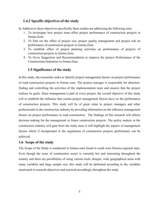 FACTORS AFFECTING ROAD CONSTRUCTION PROJECT PERFORMANCE: A CASE STUDY ...