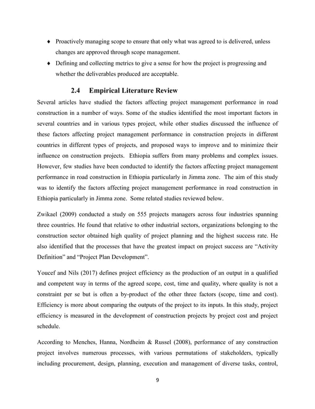 FACTORS AFFECTING ROAD CONSTRUCTION PROJECT PERFORMANCE: A CASE STUDY ...