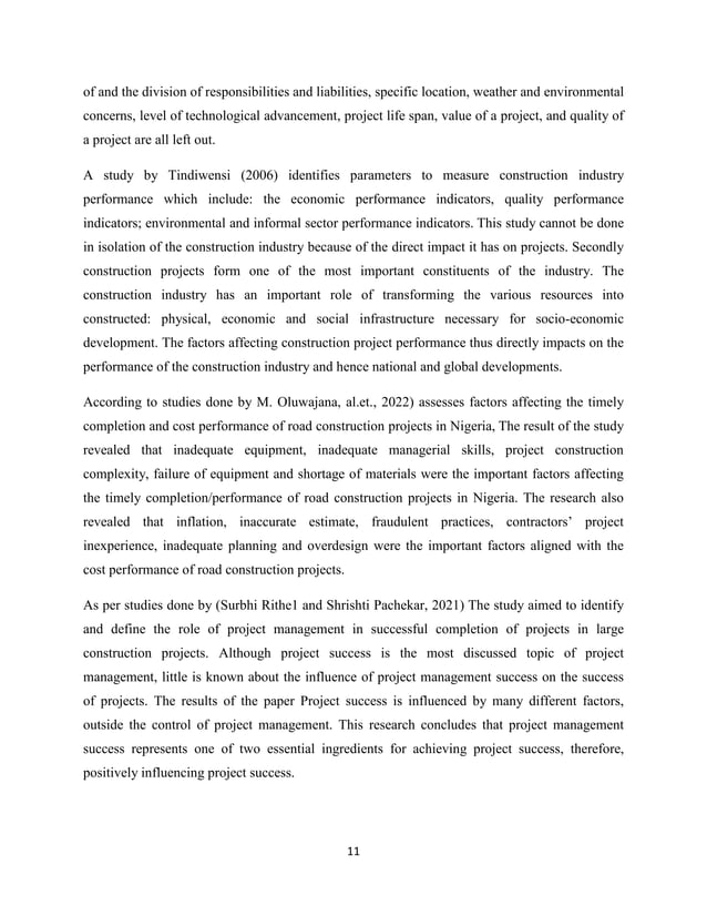 FACTORS AFFECTING ROAD CONSTRUCTION PROJECT PERFORMANCE: A CASE STUDY OF JIMMA ZONE ROAD ...
