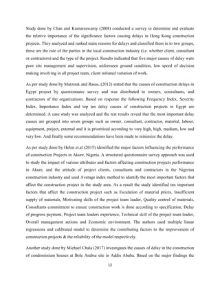 FACTORS AFFECTING ROAD CONSTRUCTION PROJECT PERFORMANCE: A CASE STUDY ...