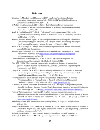 FACTORS AFFECTING ROAD CONSTRUCTION PROJECT PERFORMANCE: A CASE STUDY ...
