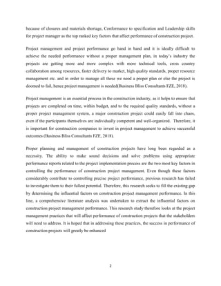 FACTORS AFFECTING ROAD CONSTRUCTION PROJECT PERFORMANCE: A CASE STUDY ...