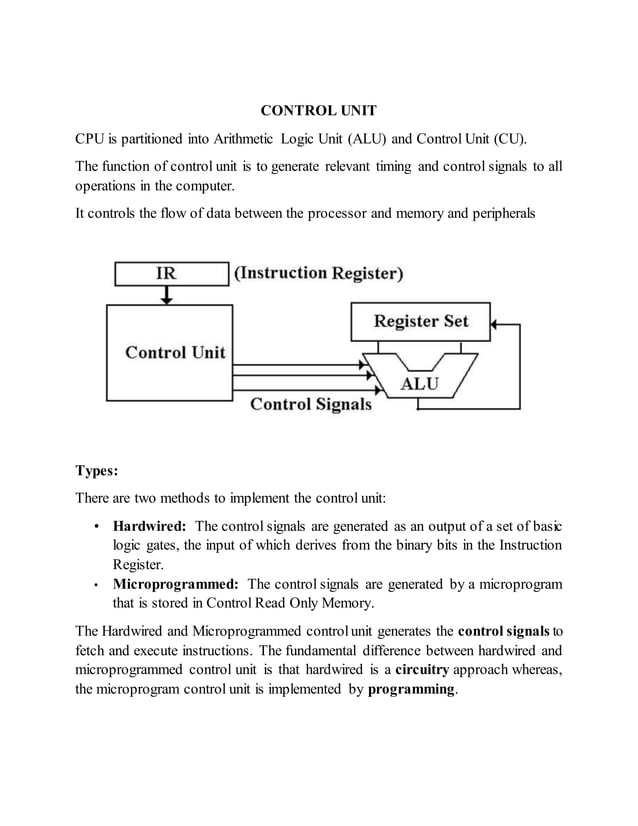 Control Units : Microprogrammed and Hardwired:control unit | DOCX | Programming Languages ...
