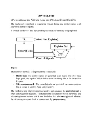Control Units : Microprogrammed and Hardwired:control unit | PDF
