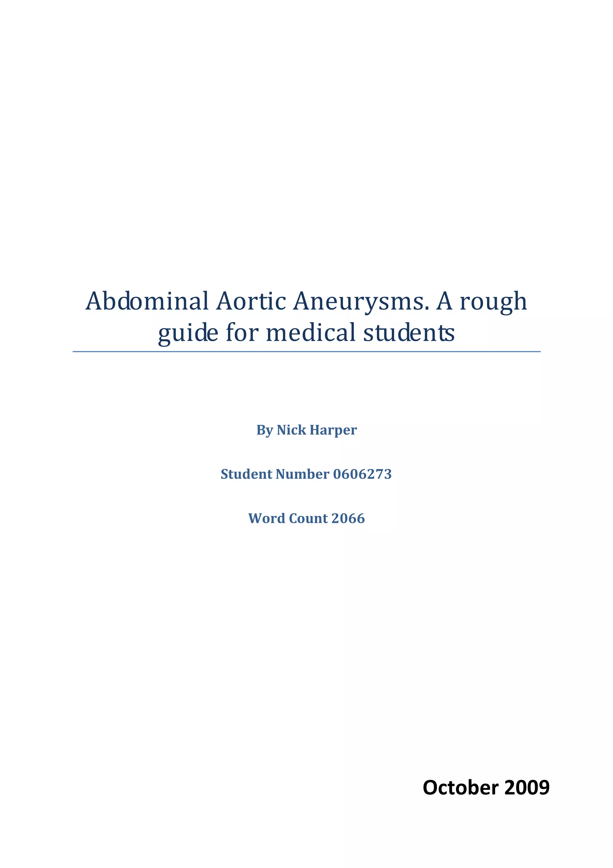Abdominal Aortic Aneurysms | PDF