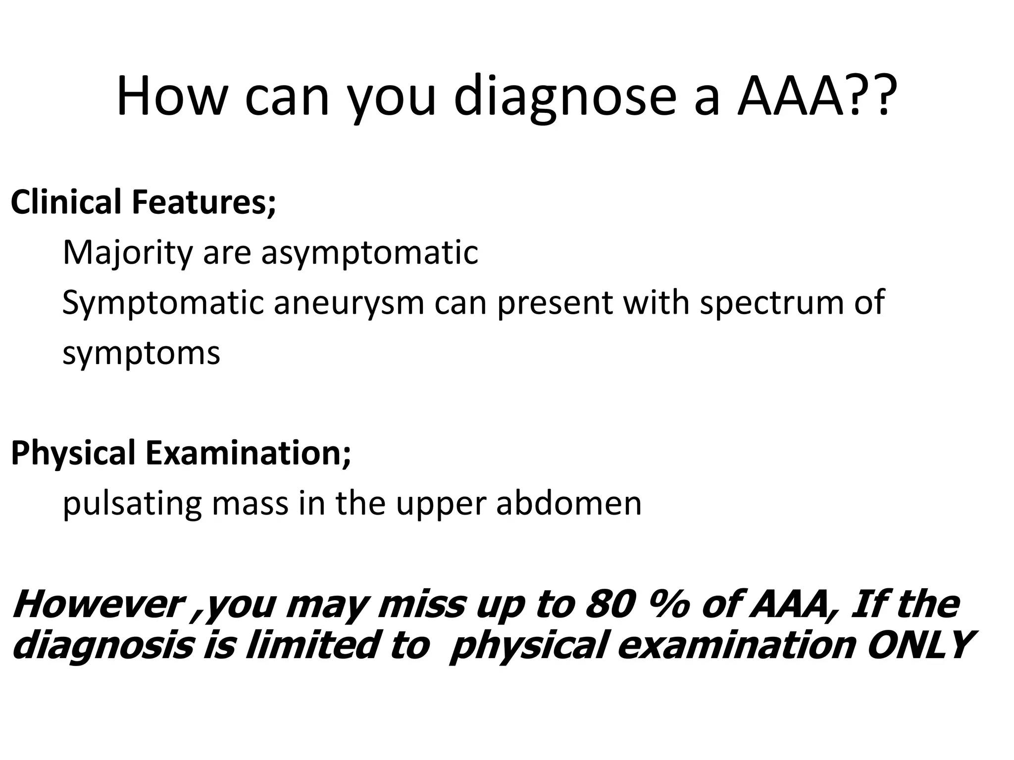 ABDOMINAL AORTIC ANEURSUM.pptx | Digestive Disorders | Diseases and ...