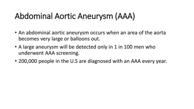 Abdominal Aortic Aneurysm (AAA) – 10 Interesting Facts | PPT