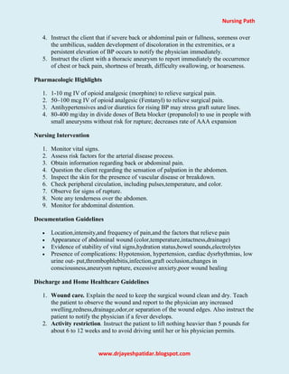 Abdominal Aortic Aneurysm Nursing Care Plan and Management | PDF