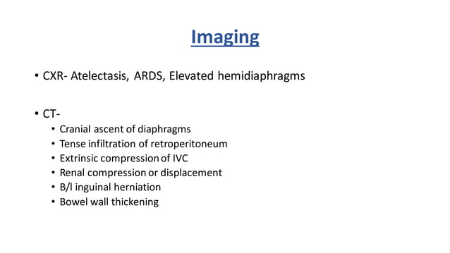 Abdominal Compartment Syndrome definition,presentation and managememt | PPT