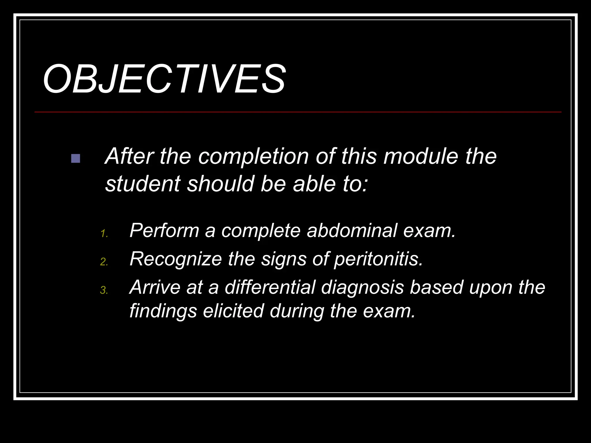 Abdominal Exam.ppt palpation auscaltation alll ae done | PPT