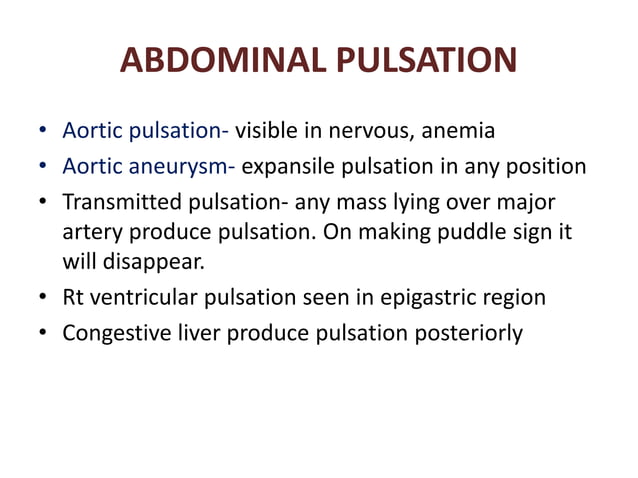 Abdominal examination | PPTX | Blood Disorders | Diseases and Conditions