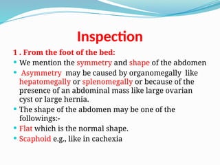 Abdominal examination.pptx the abdomen d | PPTX