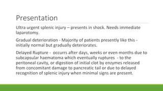 Abdominal Injuries: splenic rupture, liver injury | PPT