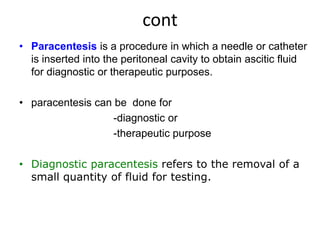 Abdominal paracentesis | PPTX | First Aid | Injuries