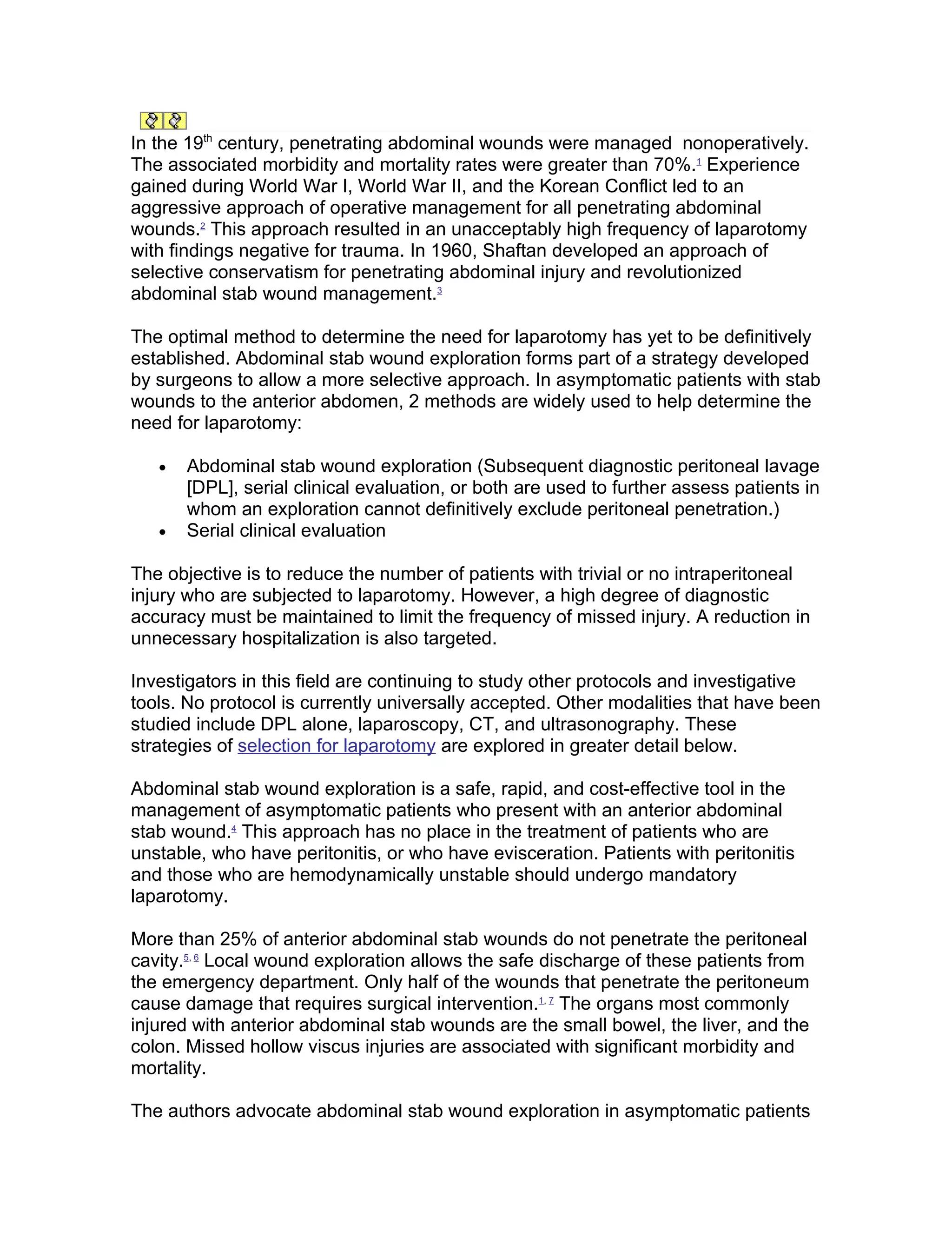 Abdominal stab wound exploration | DOC