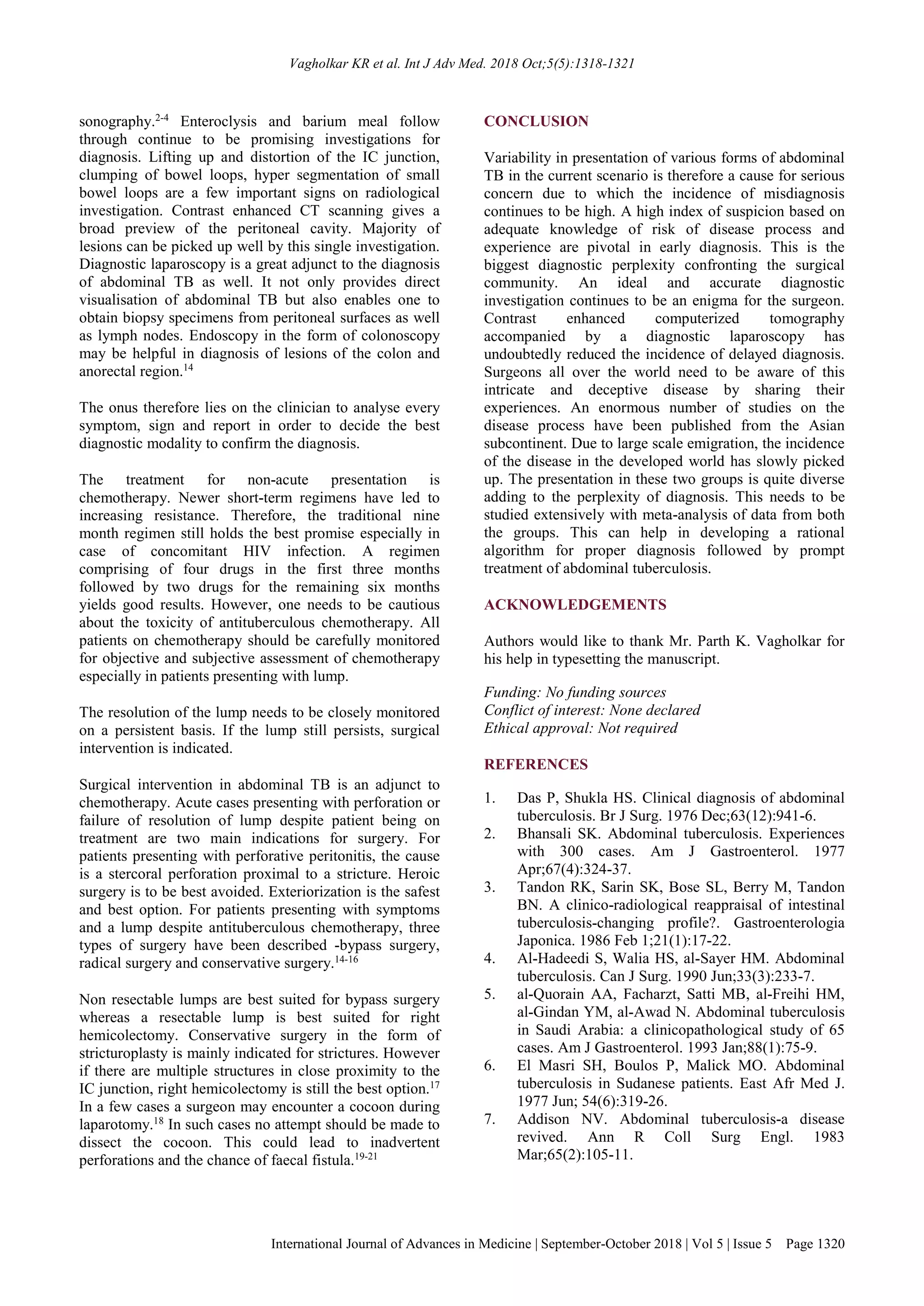 Abdominal tuberculosis: a surgical perplexity | PDF