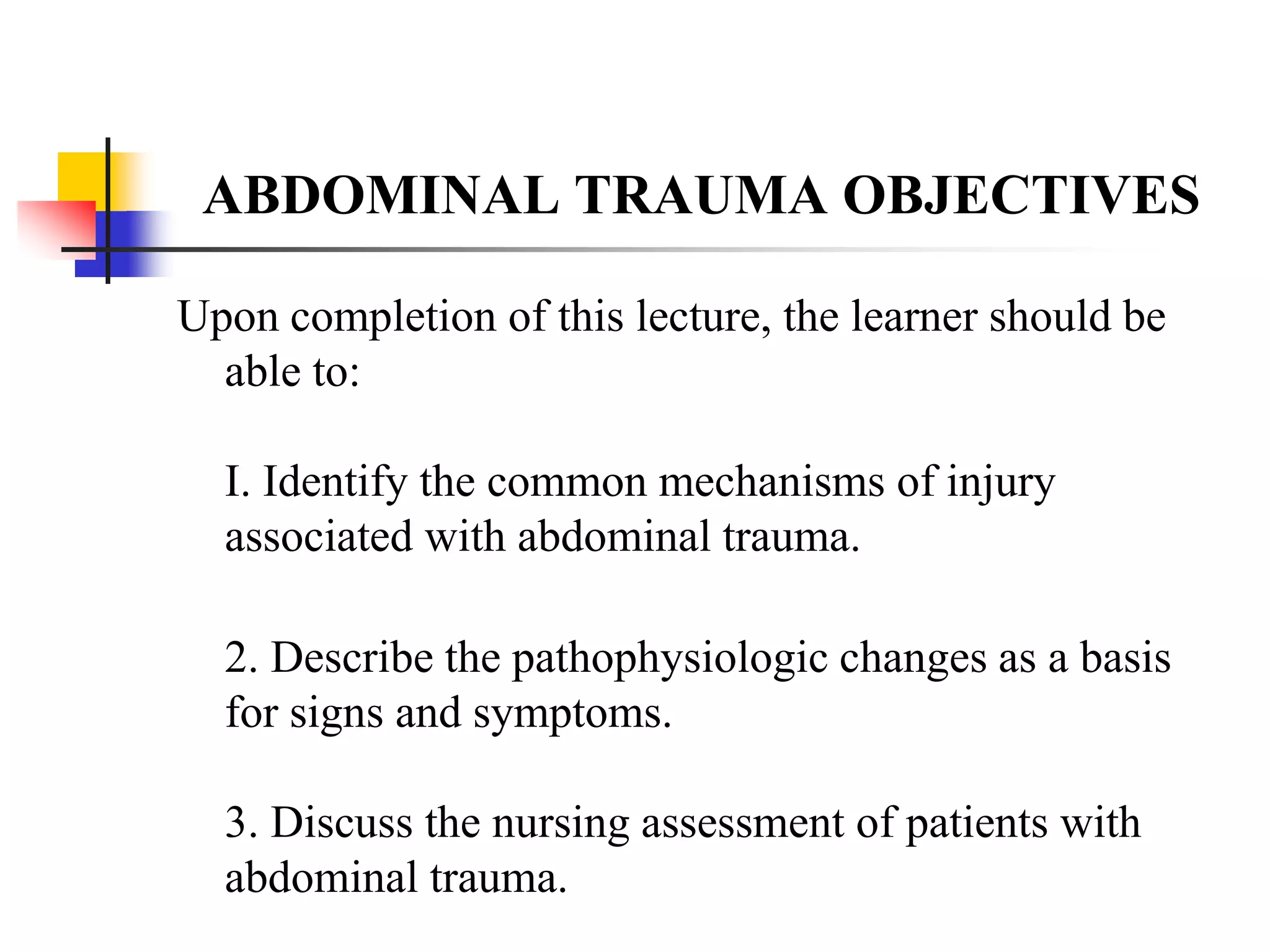 Abdominal Trauma.ppt | Death, Injury, or Military Conflict | Sensitive Topics
