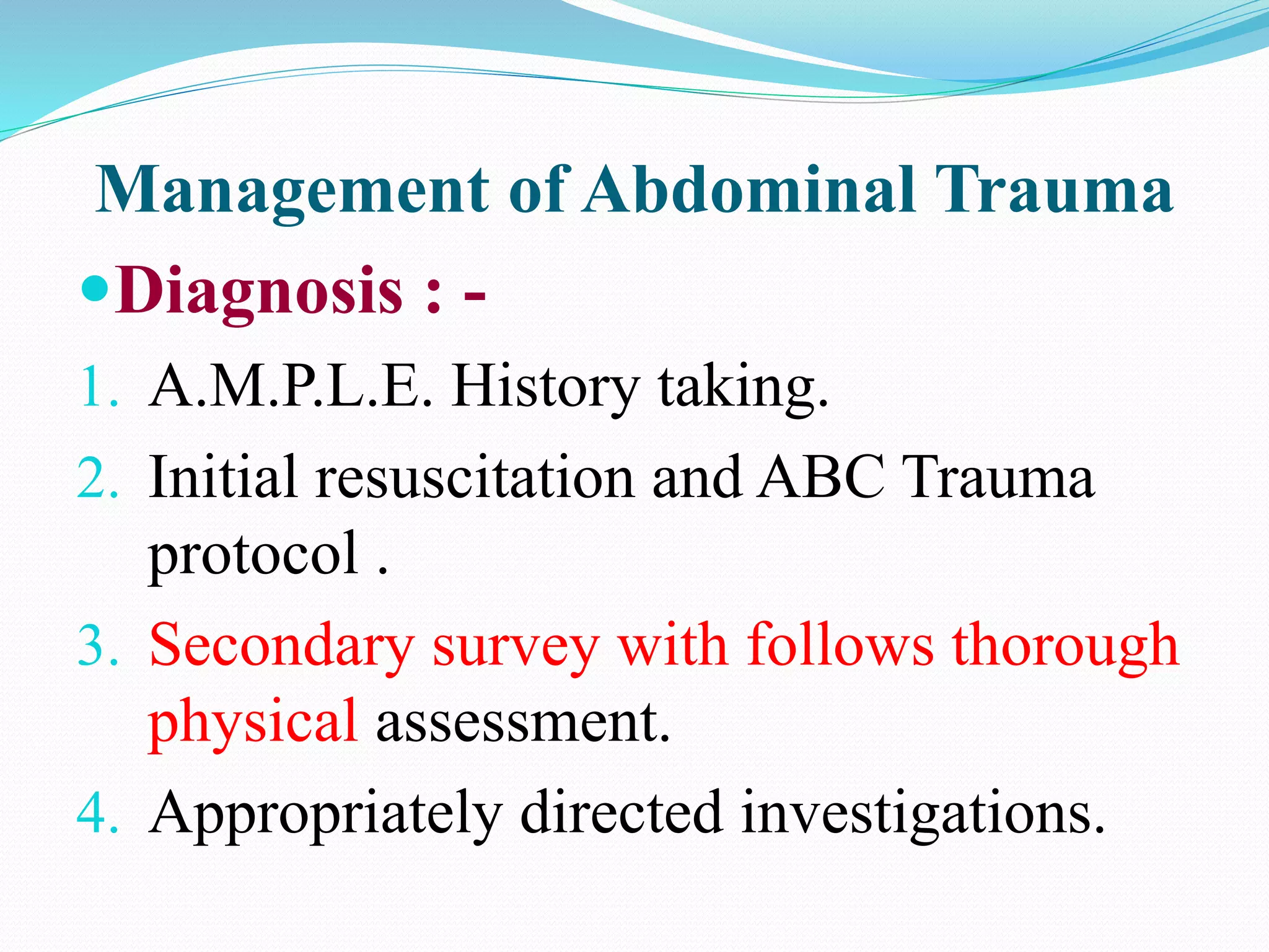 Abdominal trauma, an outlined management | PPTX