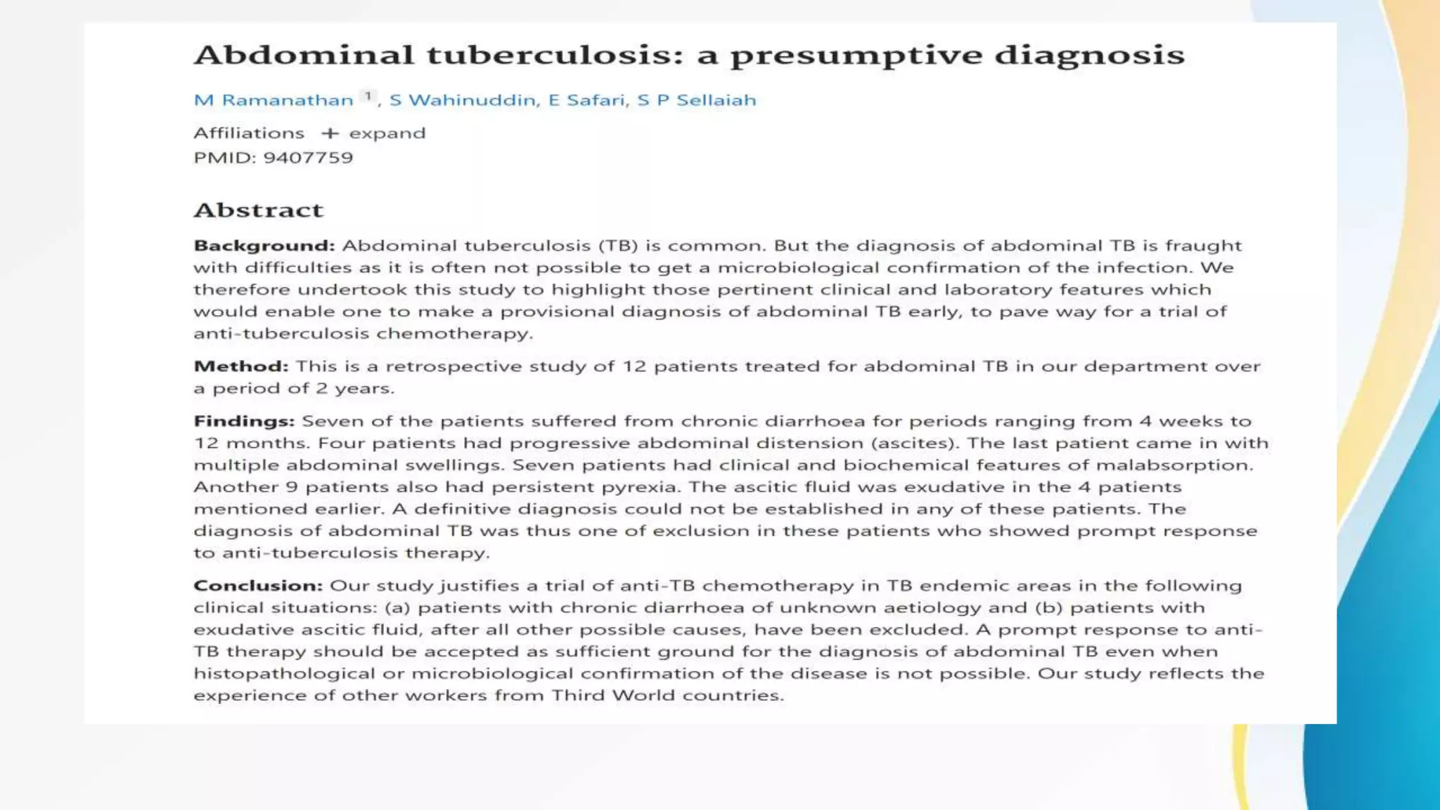 Abdominal Tuberculosis | PPTX