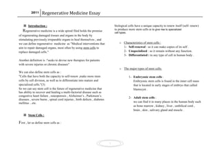 Regenerative Medicine Essay | PDF