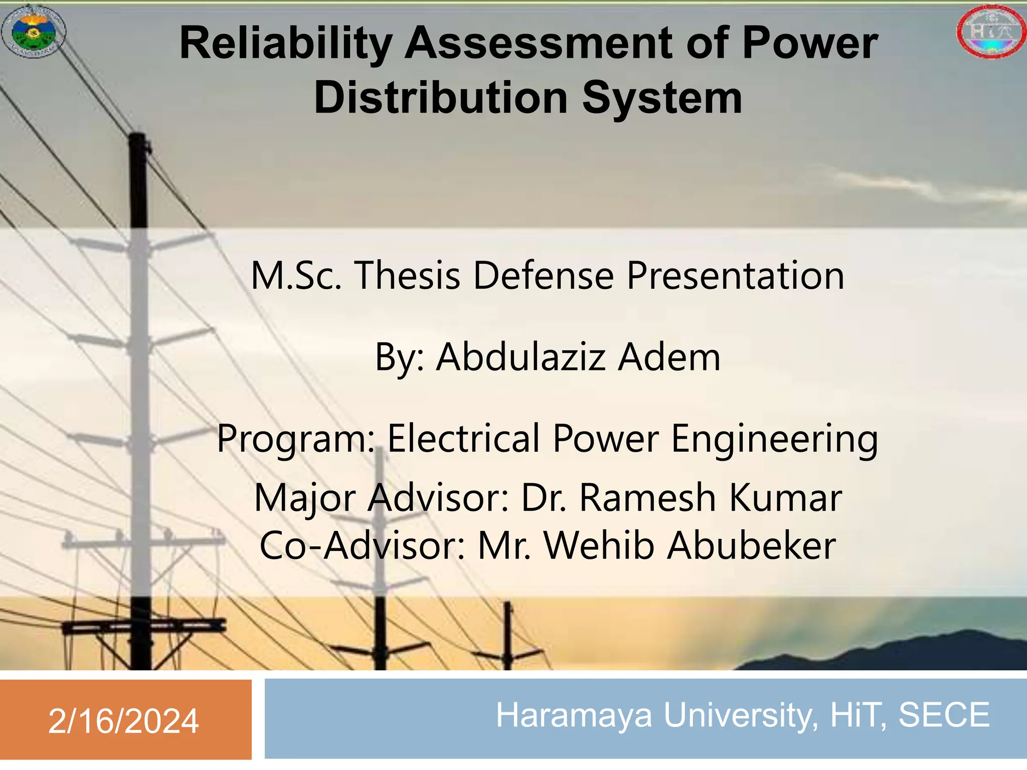 Reliability Assessment Of Power Distribution System Pptx