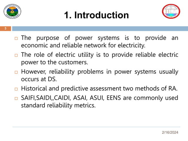 Reliability Assessment Of Power Distribution System Pptx
