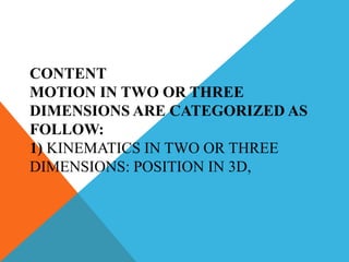 Motion in two or three dimension | PPT