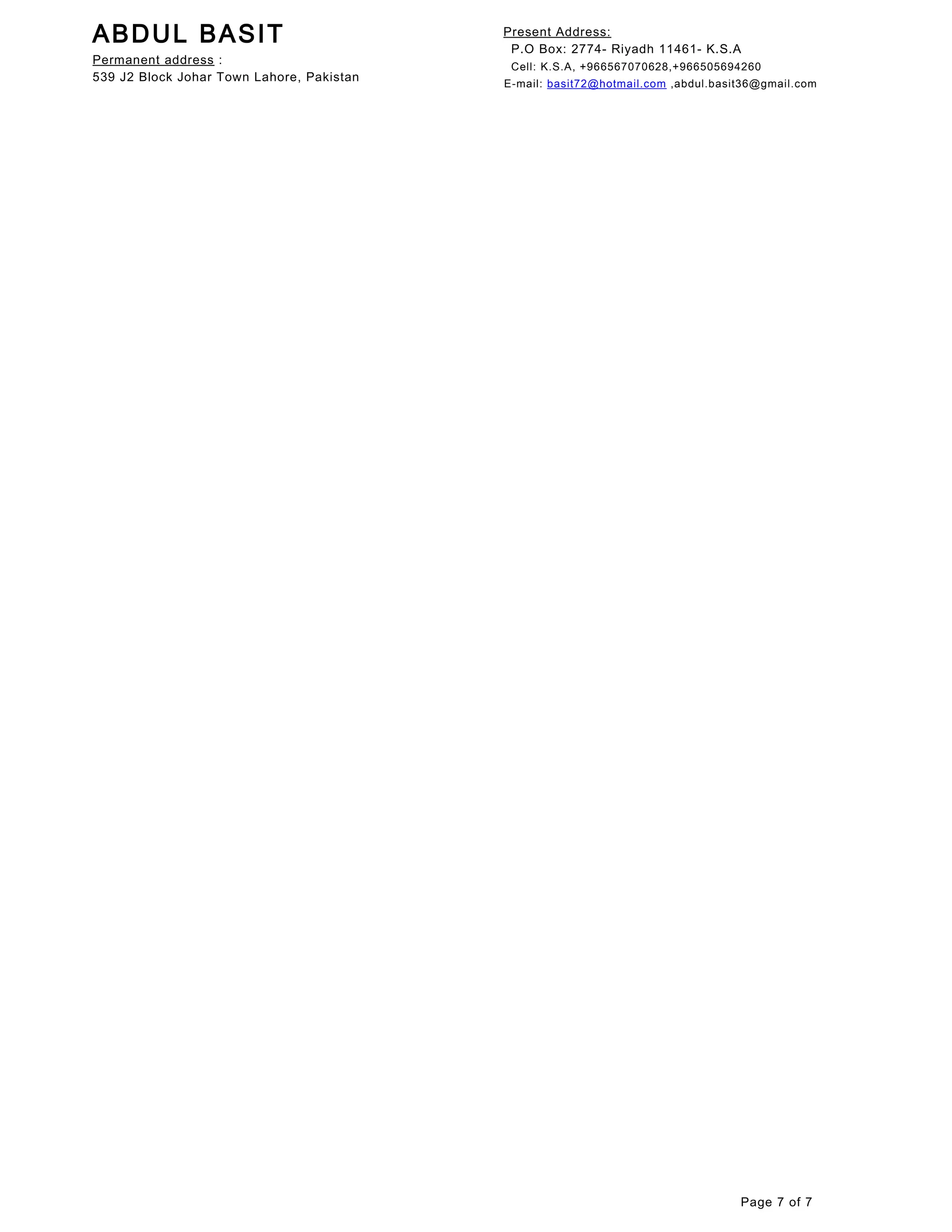 Abdul basit resume | DOC