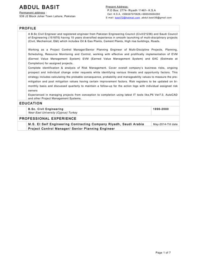 Abdul basit resume | DOC