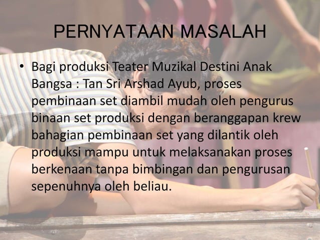 PERANAN PENGURUS BINAAN SET PRODUKSI DALAM PENGURUSAN BINAAN SET | PPT