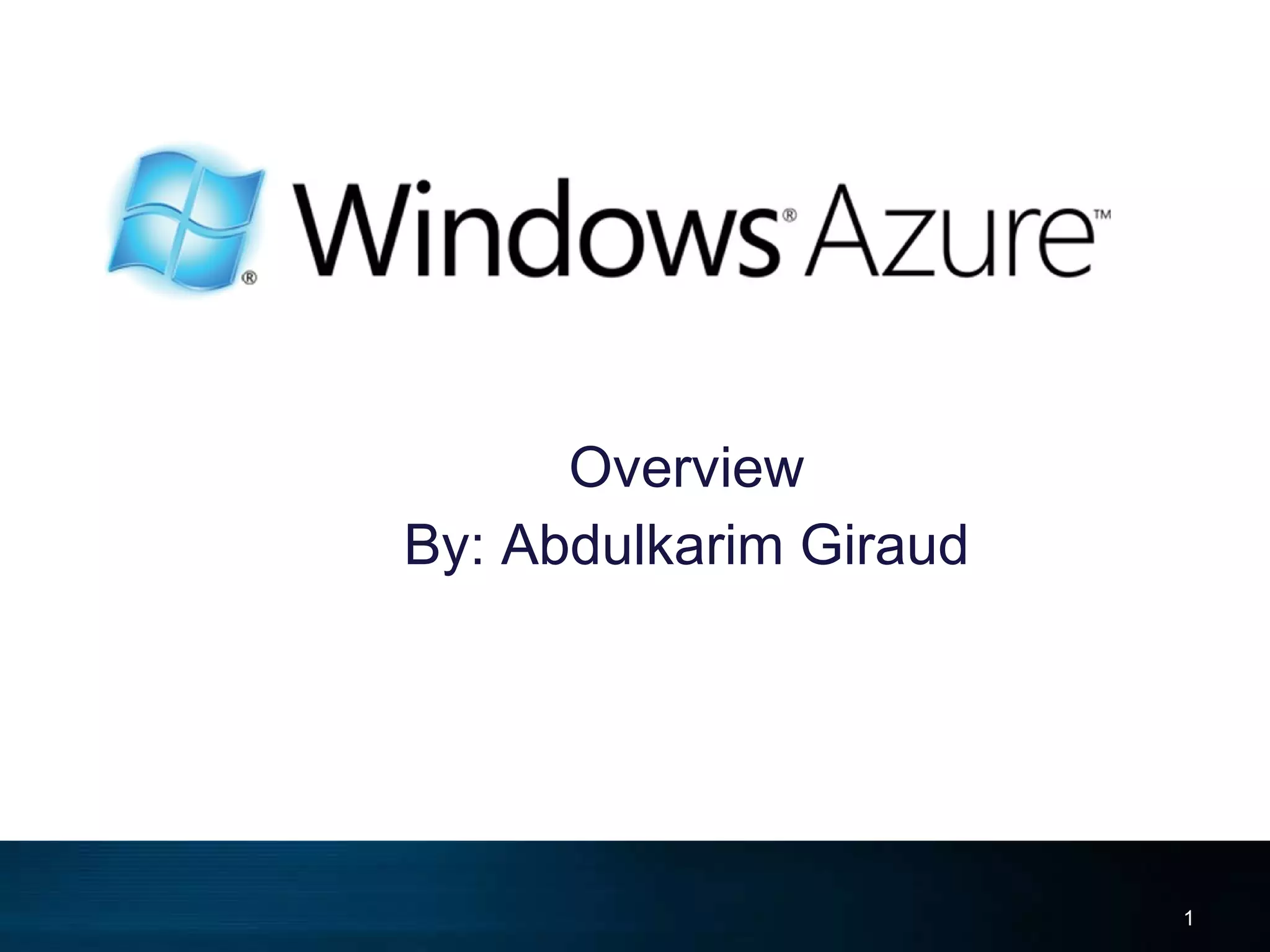 Windows Azure Overview | PPT
