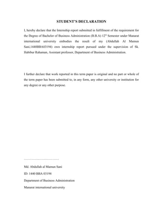 Credit Risk Management internship report | DOC