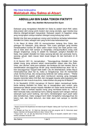 Abdullah bin saba tokoh fiktif | PDF